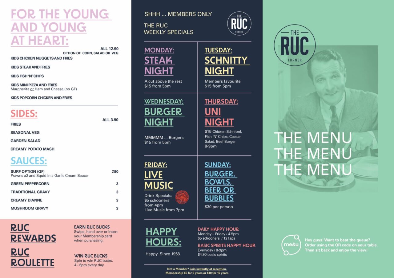 Menus | The RUC Turner